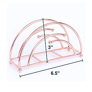 Napkin Holder- Modern Napkin Holder for Tables- Kitchen Napkin Holder- Half Circle Paper Napkin Holder- Tissue Holder- Rose Gold Tabletop Free Standing Napkin Holder by Museo