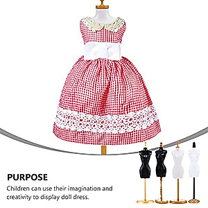EXCEART Miniature Toys 4pcs Doll Dress Form Clothing Clothes Displaying Racks Mannequin Model Stands Girl Plastic Demountable Display Support Doll Accessories (White Black) Maniquin