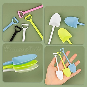 Framendino, 120 Pack Colorful Mini Shovel Spoons, Disposable Shovel Shaped Ice Cream Spoons Novelty Mini Plastic Dessert Spoon for Pudding Yogurt Cake Sugar