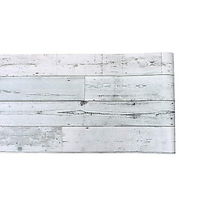 PoetryHome Self Adhesive Decorative Shiplap Wood Wall Paper Shelf Liner Kitchen Backsplash Cabinets Table Furniture Sticker 17.7x117 Inches