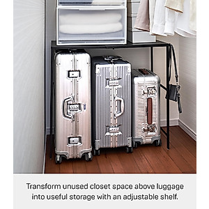 Yamazaki Home Tower Expandable Over Suitcase Shelf, Closet Luggage Organization Clothes Hanger Metal Shelf - Steel