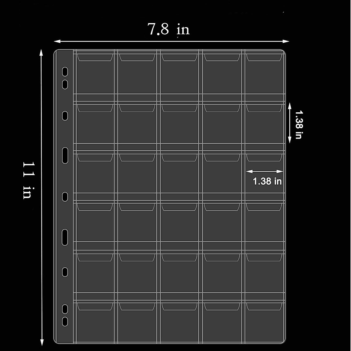 Ettonsun 10 Sheets 30-Pocket Coin Collecting Pages Coin Sleeves, Binder Inserts Coin Pocket Pages Collecting Sleeves for Most Coin Collection Holder Book Album