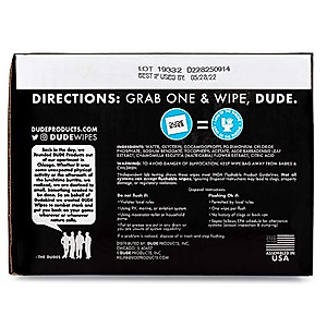 DUDE Wipes Flushable Adult Wipes - 8 Pack, 336 Wipes - Unscented Moist Wet Wipes with Vitamin-E & Aloe for at-Home Use - Septic and Sewer Safe