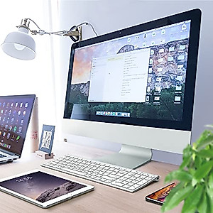 iClever BK10 Bluetooth Keyboard, Wireless Bluetooth Keyboard, Rechargeable Bluetooth 5.1 Multi Device Keyboard with Number Pad Full Size Stable Connection for Mac, Windows, iOS, Android, Laptop