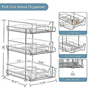 JUJEKWK Bathroom Storage 3 Tier, Clear Under Sink Organizer, Bathroom Organizers Under Sink, Bathroom Accessories, Bathroom Decor, Drawer Organizer