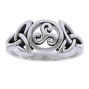 Triple Spiral Celtic Knot Triskele Trinity Sterling Silver Ring Size 9(Sizes 4,5,6,7,8,9,10,11,12,13)