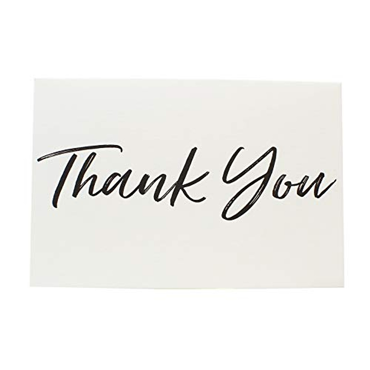 Thank You Cards and Envelopes Black Font White Card Stock - Bulk Box Set of 100 Notes For Weddings Graduations Baby Showers Birthdays