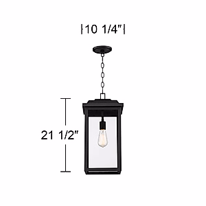 John Timberland Eastcrest Modern Industrial Outdoor Hanging Ceiling Light Fixture Textured Black 21 1/2" Clear Glass Exterior House Porch Patio Outside Deck Garage Front Door Garden Home Gazebo