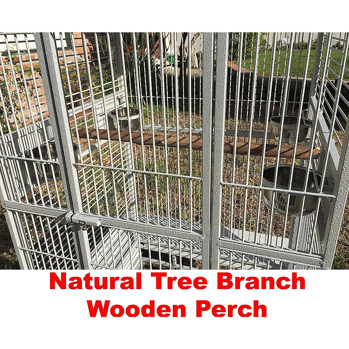 4-Size/2-Color; Extra Large Elegant Durable Play Top Bird Cage Parrot Finch Macaw Cockatoo Bird Wrought Iron Cage (White-Vein)