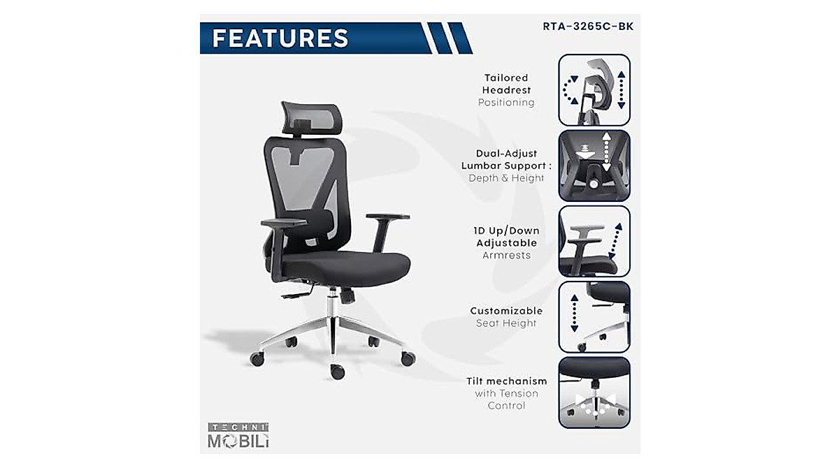 Techni Mobili Ergonomic Office Chair - Ultimate Comfort