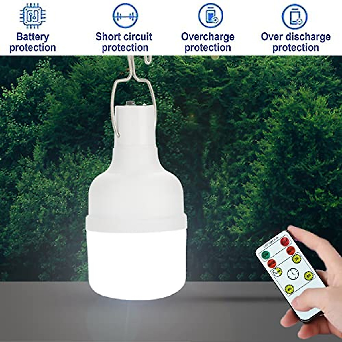 FLRONGSUN LED Bulb Light Camping Light Portable 75-300LM Dim Lantern Indoor 2000mAh for Chicken Coop Lamp Hiking Fishing Tent Indoor Shed Hurricane Emergency Light USB Charged