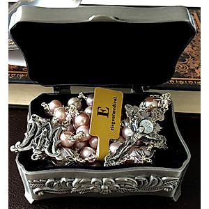 elegantmedical Handmade Wire Wraped Bali 925 Sterling Silver AAA+ 8-9mm Real Purple Pearl Beads Catholic Rosary Necklace Cross Crucifix Box