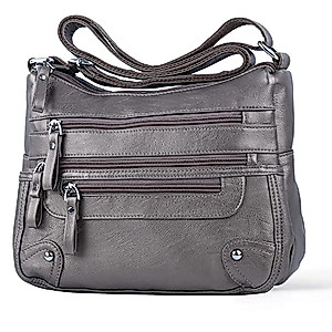 ELDA 10 Pockets Crossbody Purses for Women Medium Pocketbooks Lightweight Ladies Satchel Bag Multi Pocket Shoulder Handbag