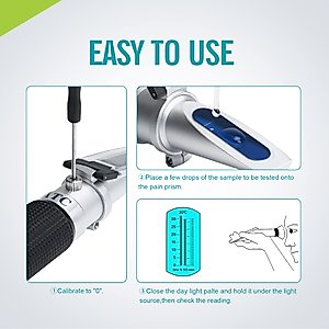 LACHOI ATC Beer Brix Alcohol Refractometer for Beer Brewing Homebrew Dual Scale Specific Gravity 1.000-1.130 & Brix 0-32% for Beer Brewing Tester