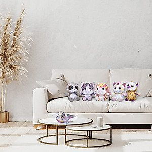 Nleio 7inch Cute Stuffed Animals Plush Toys Set, 6 Pcs Small Stuffed Animal Bulk Unicorn/Narwhal/Bunny/Owl/Sloth/Cat Plush Animal, Super Soft & Durable Stuffed Toys for Kids Girls Boys