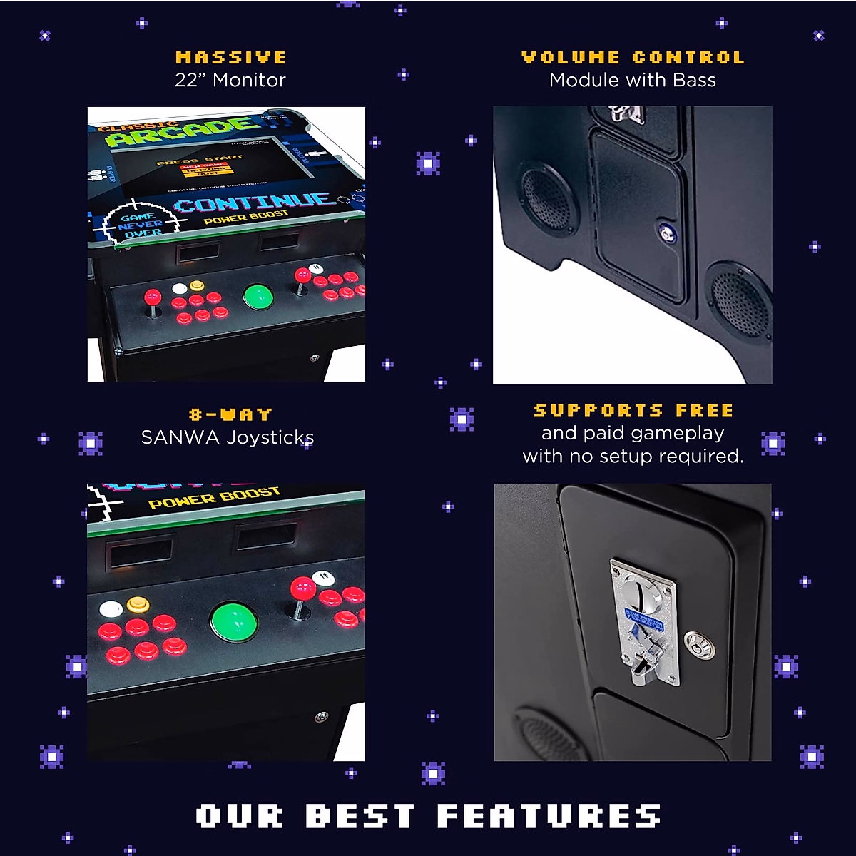 Creative Arcades Full Size Commercial Grade Cocktail Arcade Machine | 2 Player | 1162 Games | 22" LCD Screen | 3 Sided | Square Glass Top |4 Sanwa Joysticks | Trackball | 2 Stools | 3 Year Warranty