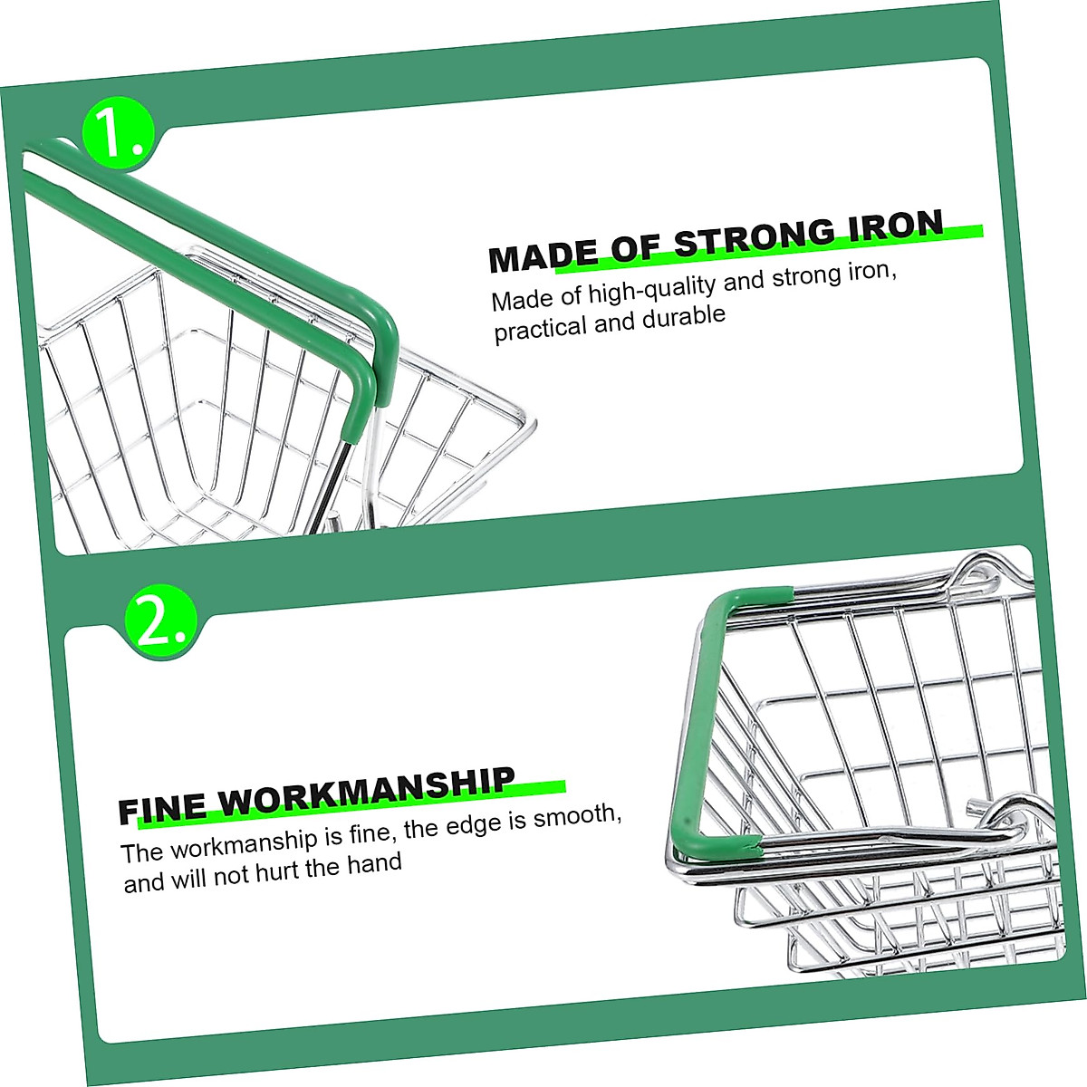 CHILDWEET Mini Fruit Basket Iron Round Green Decor Basket for Kids Storage