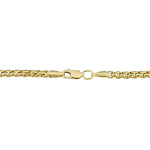 Kooljewelry 14k Yellow Gold Filled Unisex 3.5 mm Round Box Link Chain Bracelet (8.5 inch)