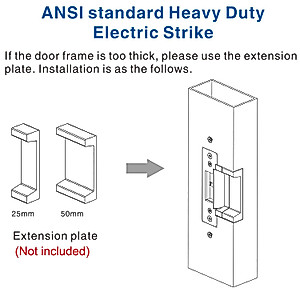 UHPPOTE ANSI Standard Heavy Duty Stainless Steel Finish Electric Strike Door Lock for Access Control Cylindrical Locksets - Input Voltage 24VDC