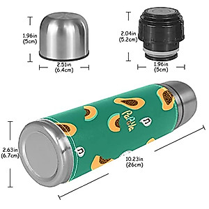 Stainless Steel Leather Vacuum Insulated Mug Pawpaw Thermos Water Bottle for Hot and Cold Drinks Kids Adults 16 Oz