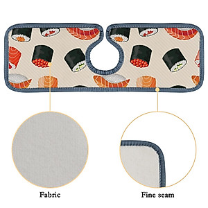 Absorbent Kitchen Faucet Mats 2 Pieces Sushi Delicious Print Faucet Sink Splash Guard Bathroom Counter and RV,Faucet Counter Sink Water Stains Preventer