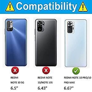 DETUOSI Hard Cell Phone Case for Xiaomi Redmi Note 10 Pro 6.67" with Screen Protector (Not for Note 10 5G), 360 Full Body Protective Phone Cover Case for Redmi Note 10 Pro Max, Black
