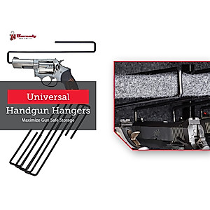 Hornady Universal Handgun Hangers, 95870, 4pk - Maximize Gun Safe Space with Easy Access Under Shelf Storage Gun Hangers -PVC Coated Steel Wire Pistol Holder Protect & Store 22 Caliber Handgun & More