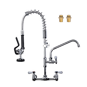 Commercial Sink Faucet with Sprayer: ALEASHA 25 Inches Commercial Kitchen Faucet Chrome with 8 Inches Adjustable Center, 9.6 Inches Swivel Spout for Restaurant Industrial Kitchen