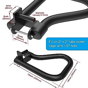 SELEWARE Solid Dip Bar Attachment for 2" x 2" with 1/2" Hole Power Cage Squat Rack, Set of 2 Dip Bar Multi-Grip Handles for Strength Training