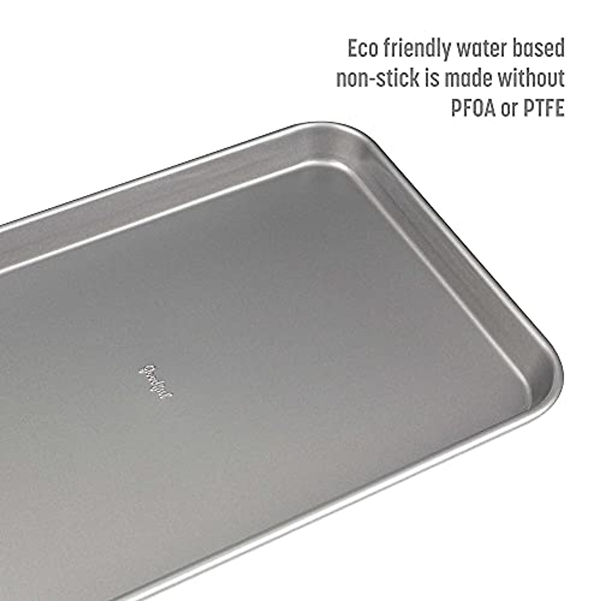 Goodful Nonstick Cookie Baking Sheet Set, Heavy Duty Carbon Steel with Quick Release Coating, Made without PFOA, Dishwasher Safe, 2-Pack Bakeware Set, 17-Inch x 12-Inch and 15-Inch x 10-Inch, Gray