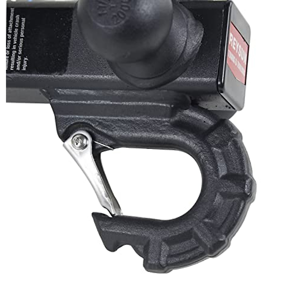 REYSUN Trailer Hitch Tri Ball Mount with Hook, Tactical Tow Hook, Fits 2 inch Hitch Receiver, Secure with Self-Lock Latch, Matt Black