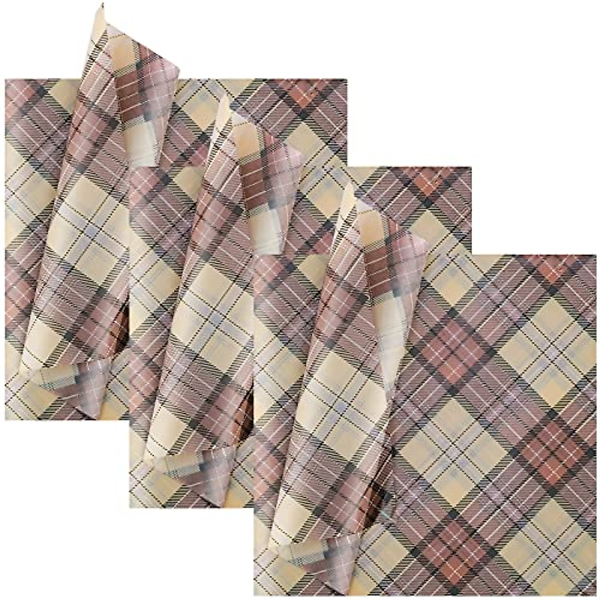 Buffalo Plaid Wrapping Tissue - 60 Sheets, 20 x 20inch, Brown, Fall, Thanksgiving, Rustic Art Paper, DIY Gift Bags, Party Favor, Autumn Decorations