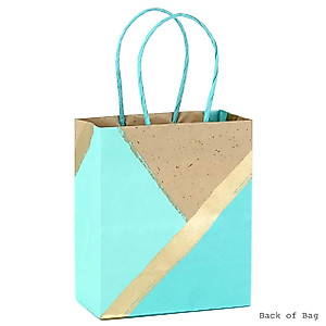 Hallmark 6" Small Paper Gift Bags (Pack of 8 - Kraft, Turquoise & Mint) for Christmas, Birthdays, Weddings, Mother's Day, Baby Showers, Bridal Showers, Care Packages, Any Occasion