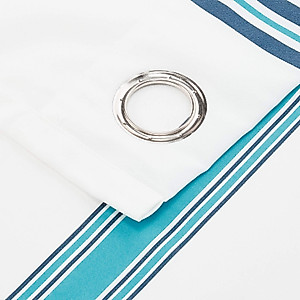 Madison Park Newport Striped Outdoor Single Window Curtain Panel for Garden with 3M Scotchgard for Moisture Repellent, Weather Resistant, Long-Lasting Protection, 1-Panel Pack, 54" W x 108" L, Blue