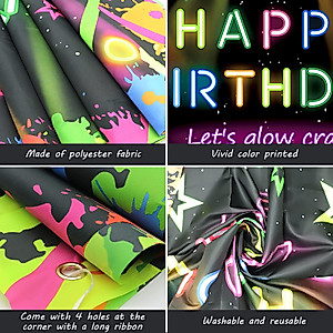 Neon Party Decorations, 5.9 x 3.6Ft Neon Party Backdrop with 18 Neon Balloons, Let Glow Party Banner Glow Party Supplies Neon Birthday Party Decorations for Kids