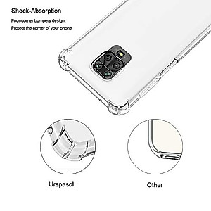 Urspasol for Xiaomi Redmi Note 9 Case with Tempered Glass Screen Protector Crystal Clear Ultra Slim Lightweight Phone Cover Shock-Absorption Bumper Transparent Shockproof
