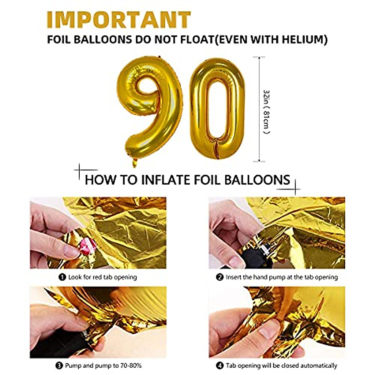 Trgowaul 90th Birthday Party Decorations Kit- Gold Cheers to 90 Years Banner, Pom Poms, 6Pcs Sparkling 90 Hanging Swirl, 90 Balloon, 15 Confetti Balloons(Black, Golden) for 90 Years Old Party Supplies