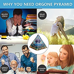 Zurligi Orgone Pyramid Postive Energy, Amethyst Chakra Orgone Pyramid, Orgonite Pyramid for Success, Energy Generator Healing Crystal Pyramid