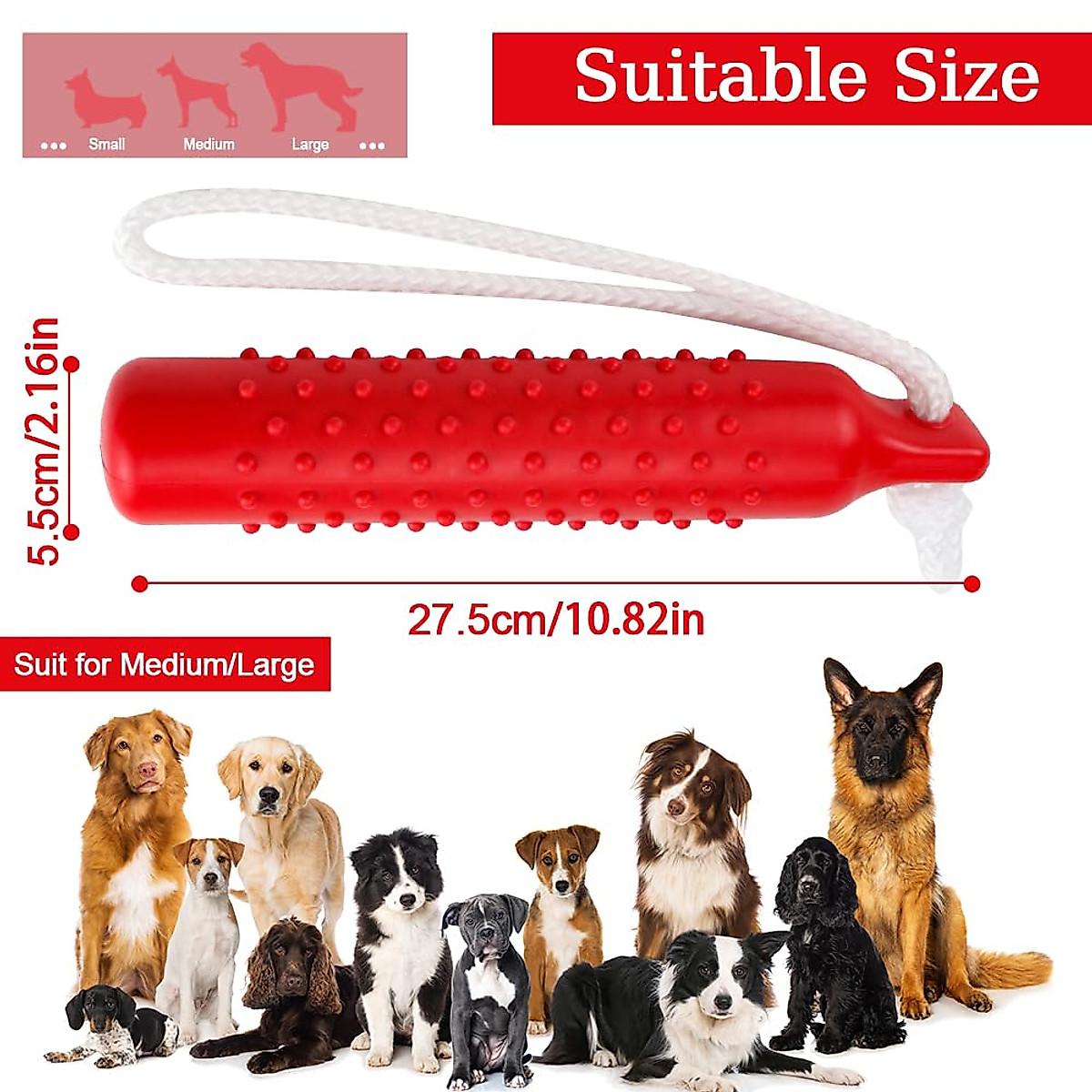 Aohcae Dog Float Toy, 100% Natural Rubber Dog Bumper with Rope - Dog Training Toys, Interactive Dog Fetch Toys Suit for Small, Medium, Large Dogs