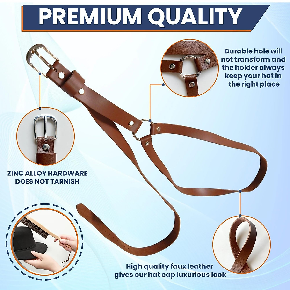 schevzov Cowboy Hat Holder for Truck - Cowboy Hat Holder for Pickup Truck, Car - Cowboy Hat Hanger Maintains The Original Shape of The Hat, Cowboy Hat Rack with Soft Bristle Brush (BROWN)