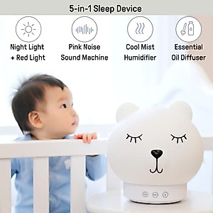 Ingenuity Baby Dream Machine 5-in-1 Sleep Device with Cool-Mist Humidifier, Night Light, Red Light, Pink Noise Sound Machine, Essential Oil Diffuser, Kids 5 Months - 7 Years for Nursery or Bedroom