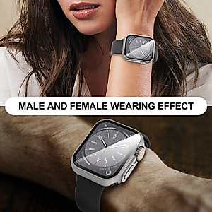 Suoman Apple Watch 44mm Screen Protector, Tempered Glass Case Cover for iWatch Series 6/5/4/SE 2 (Titanium)