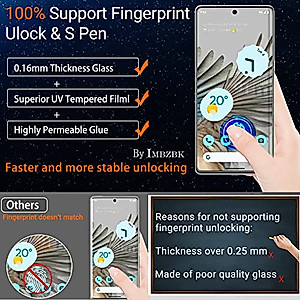 IMBZBK [3+3 Pack] UV for Google Pixel 7 Pro Screen Protector Tempered Glass Accessories 3 Pack UV Glass with 3 Pack Camera Lens Protector for Pixel 7 Pro 5G Support Fingerprint Reader Case Friendly