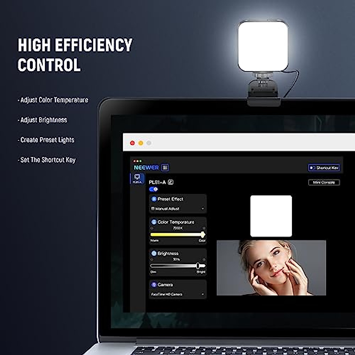 NEEWER LED Streaming Light with Mac/PC APP Control, 2 in 1 Monitor Mount & Stand, Ultra Bright 2900K-7000K USB Laptop Computer Webcam Lighting for Streaming, Video Conference, Zoom Meeting, PL81 PRO