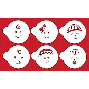 Designer Stencils Baby Faces Cookie Stencil, Fits 3" circle, Beige/Semi-Transparent