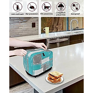 Toaster Dust Cover 2 Slice, Turquoise and Grey Abstract Paint Art Graffiti Bread Maker Cover Toasters Covers for Fingerprint Protector Washable Kitchen Small Appliance Cover 12x11x8in