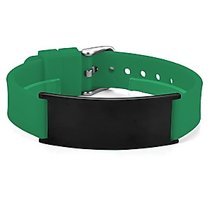 ZDBDH Customize Medical Safe SOS Jewelry 18MM Silicone Rubber Black Stainless Steel ID Sport Adjustable Bracelet,Awareness Medical Alert ID Bracelets Wristband for Teens Adult,Safe ID Bracelet,Black