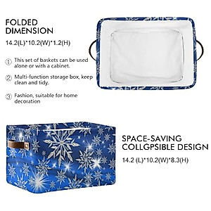 Snowflakes Christmas Storage Basket Bins Foldable Laundry Hamper Toy Storage Bins Box Organizer for Home Boys Girls Office Closet Shelf Nursery Baskets,1 pcs