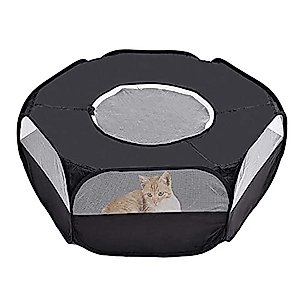 Mantouxixi Small Animal Playpen with Cover, Animal Chinchilla, Hamsters, Bunny, Rabbits, Kitten Kitten Ferret Playpen with Cover - Black