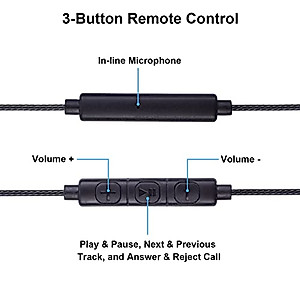 Arzweyk 3.5mm to 2.5mm Male to Male Audio AUX Replacement Cable Compatible with Sennheiser HD447 HD437 HD202 HD212 Headphone, Remote Volume Control Mic for ISO Android, 1.2m/ 4FT